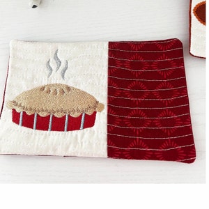 Apple Pie Mug Rug ITH Machine Embroidery Pattern: Autumn Gift (two ...
