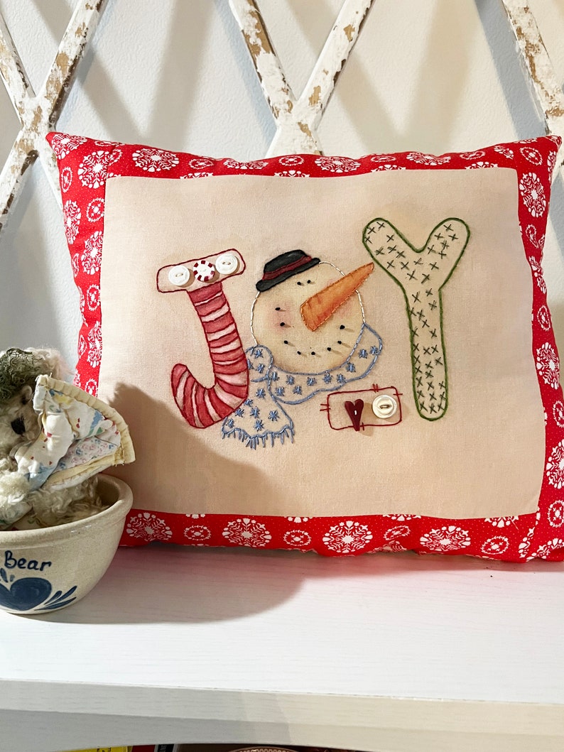 Snow Much Joy Primitive Hand Embroidery Pattern Colored - Etsy