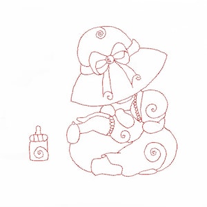 Redwork Baby Quilt Machine Embroidery Designs: Sunbonnet Babies ...