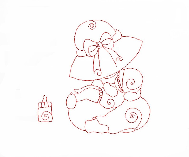 Redwork Baby Quilt Machine Embroidery Designs: Sunbonnet Babies ...