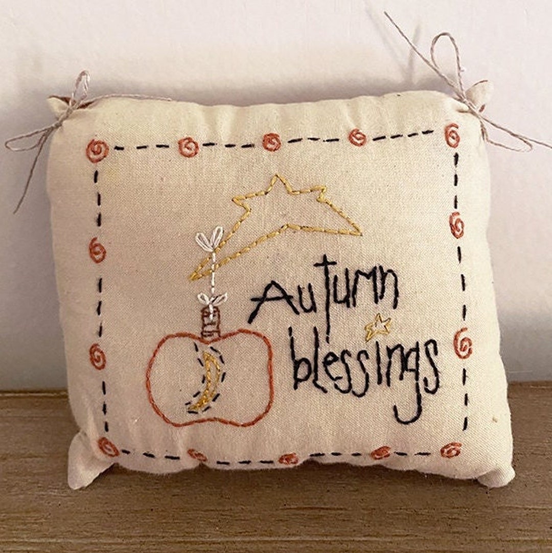 Autumn Blessings Primitive Hand Embroidery Basket Case X - Etsy