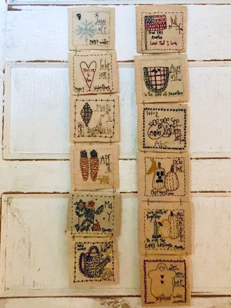 October Seasons Primitive Stitchery by Basket Case X Needlework Therapy ...