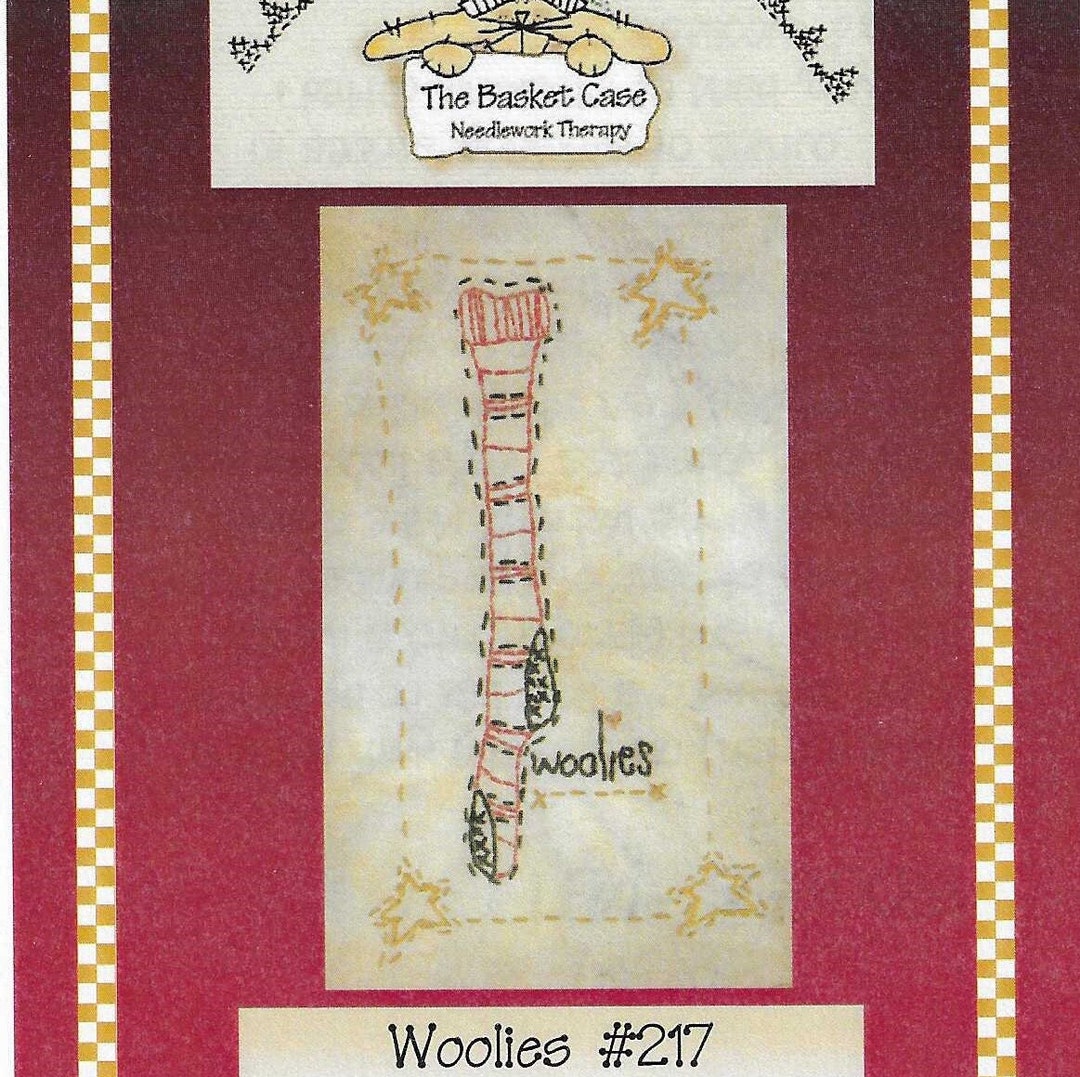 Woolies Primitive Hand Embroidery Pattern Basket Case X Needlework ...
