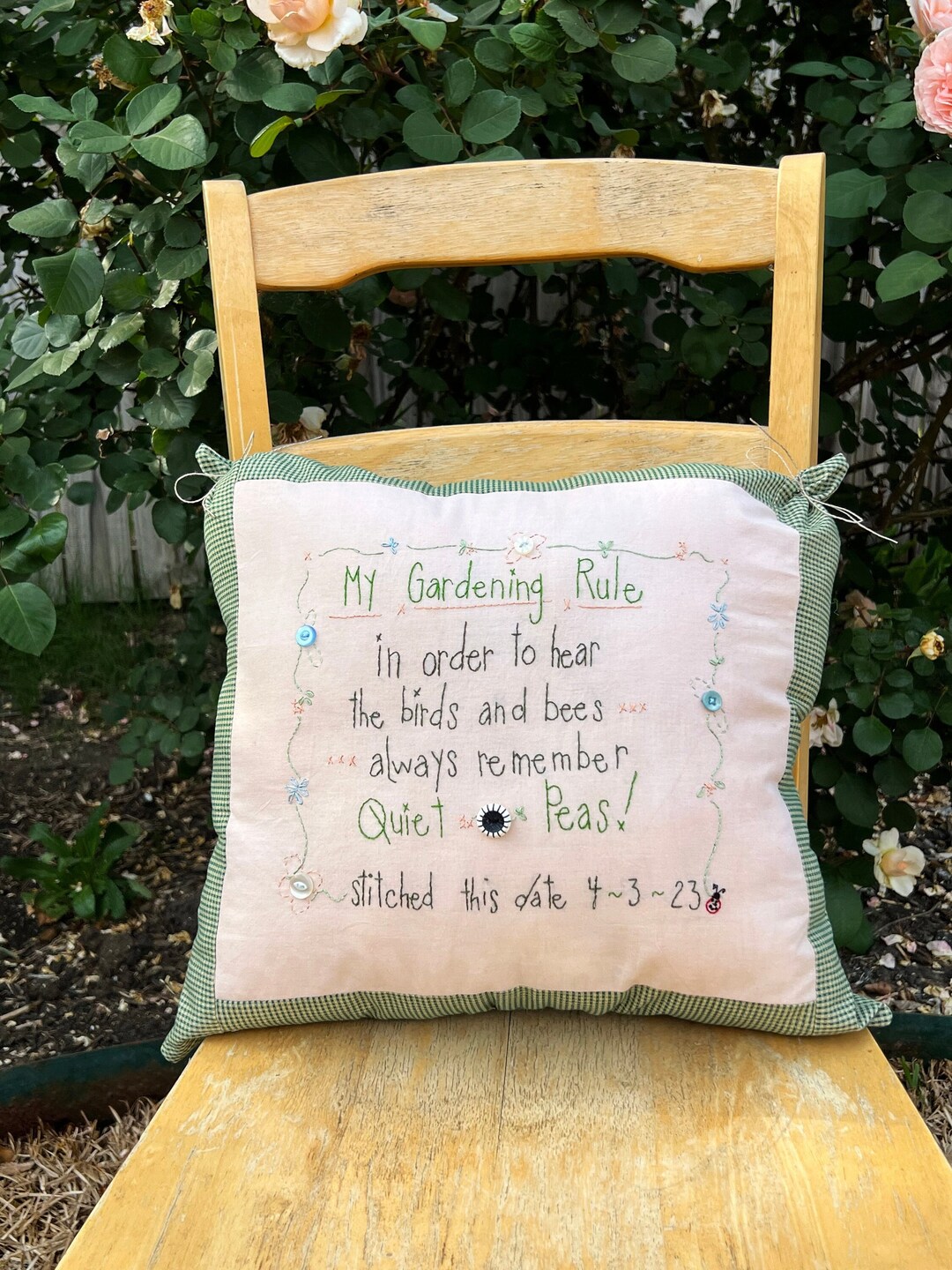 Primitive Hand Embroidery Quiet Peas Pattern, Gardening Embroidery - Etsy