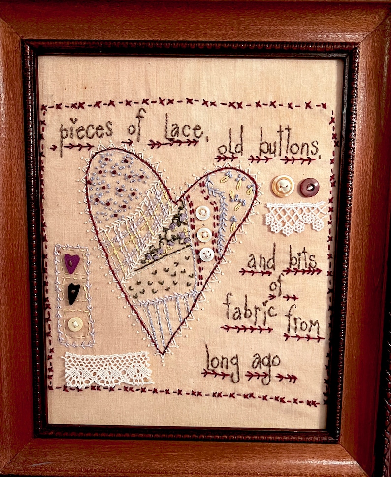 Crazy Quilt Heart Pattern, Primitive Hand Embroidery, Heart Embroidery ...