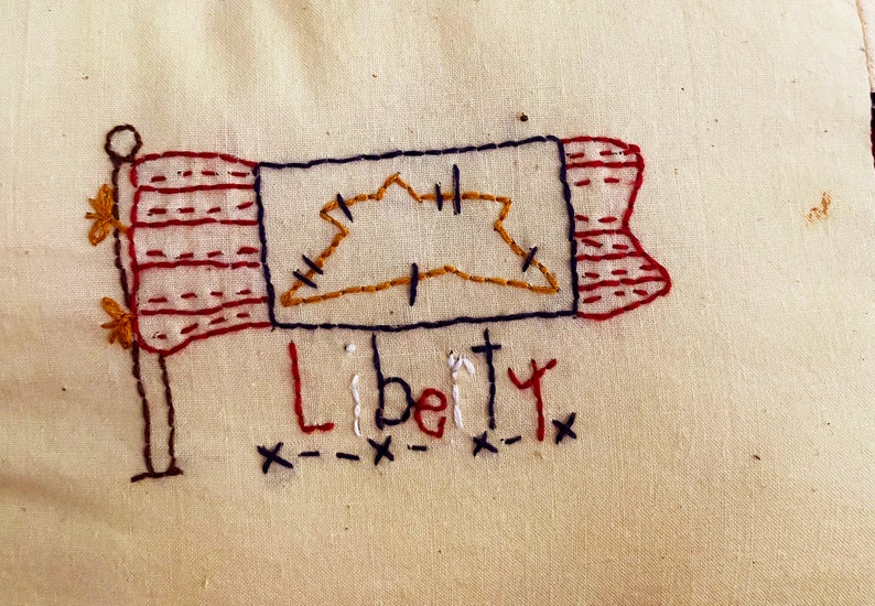 Liberty Hand Embroidery Primitive Hand Embroidery by Basket - Etsy