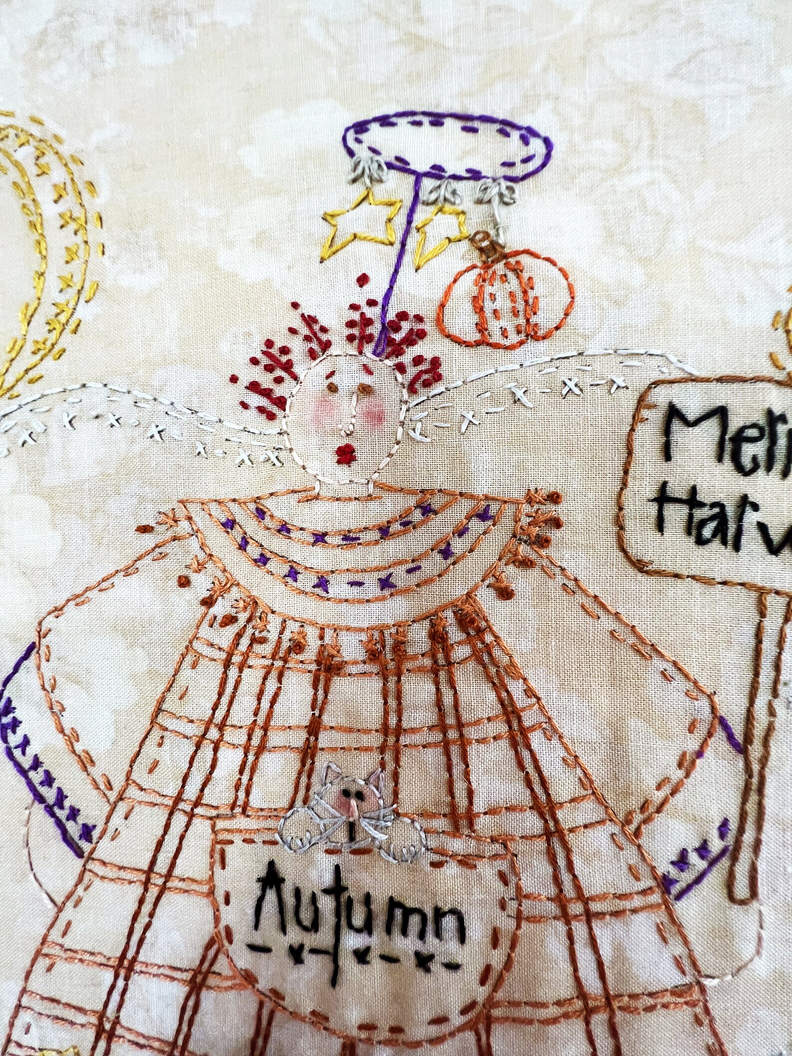 Harvest Angel Primitive Hand Embroidery Pattern Basket Case - Etsy