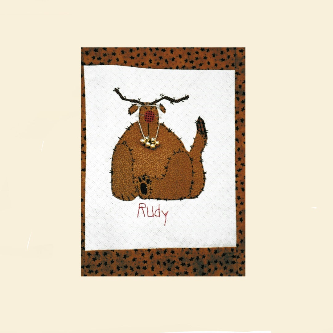 Rudy (sweet Dog) Primitive Hand Embroidery and Hand Appliqué - Instant ...