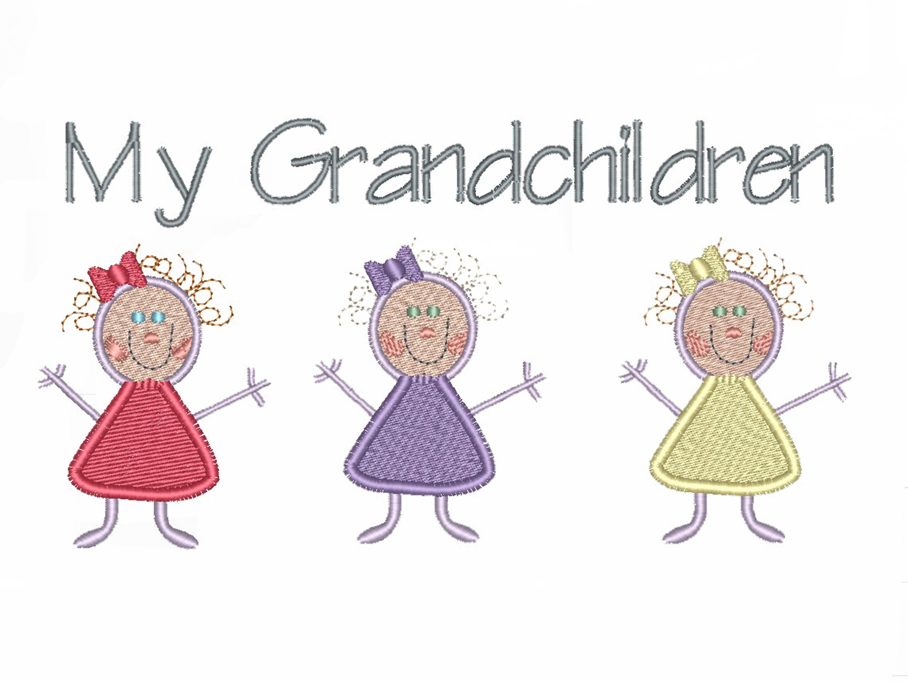 Grandchildren Machine Embroidery Pattern: ITH Design (5x7, 6x6, 6x10 ...
