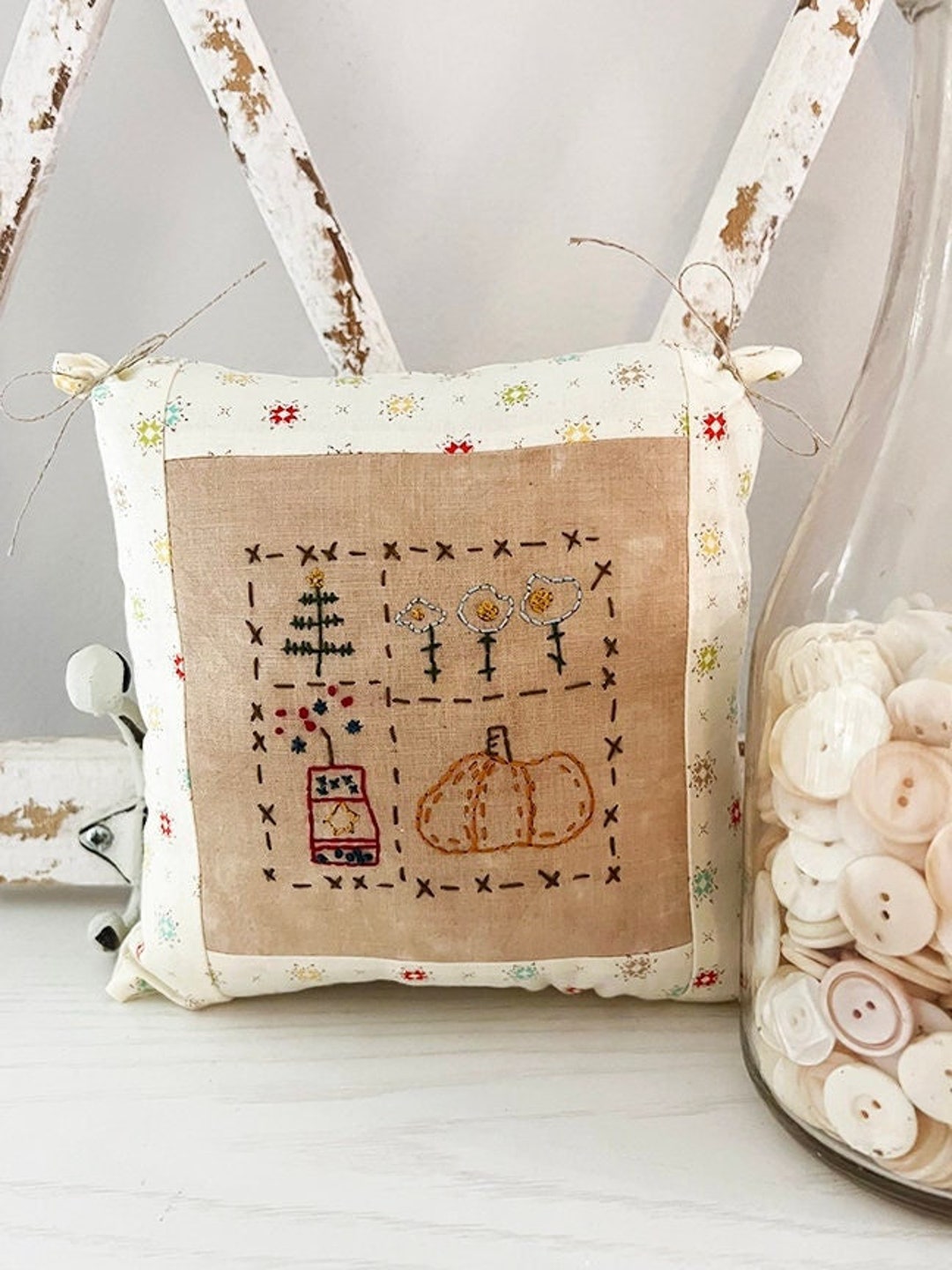Primitive Hand Embroidery Seasons Sampler Pattern - Etsy
