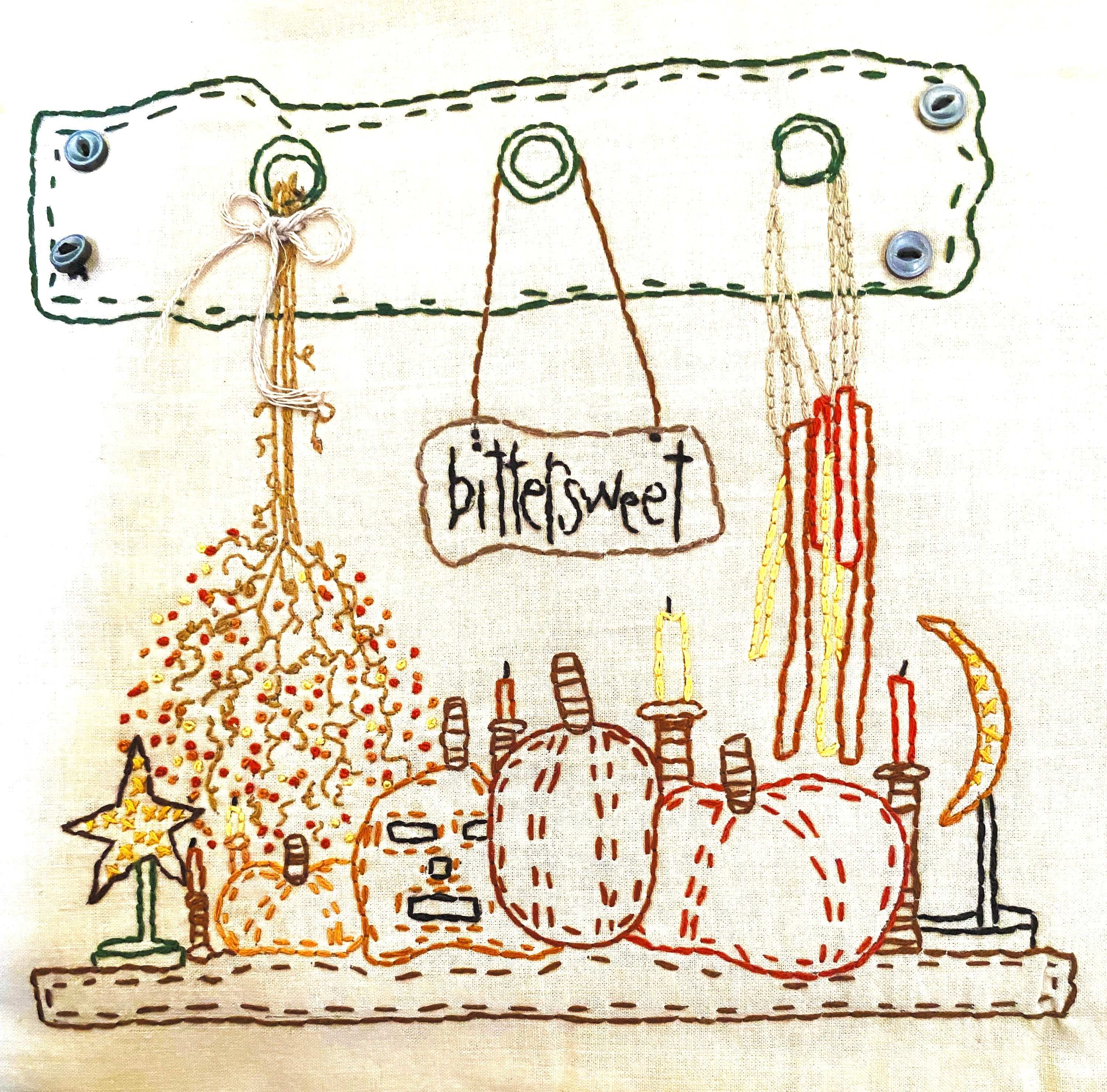 Primitive Bittersweet Hand Embroidery Stitchery by Basket Case X ...