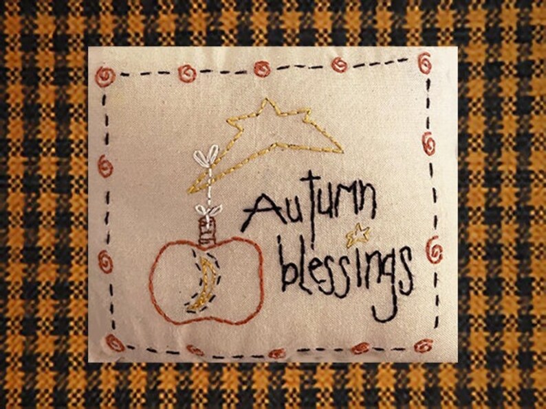 Autumn Blessings Primitive Hand Embroidery Basket Case X - Etsy