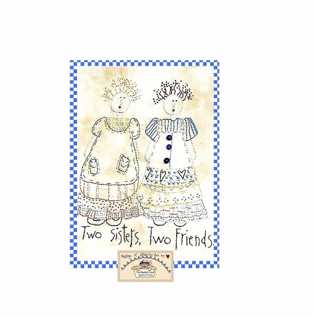 Two Sisters Hand Embroidery Pattern: Primitive Stitchery Gift - Etsy