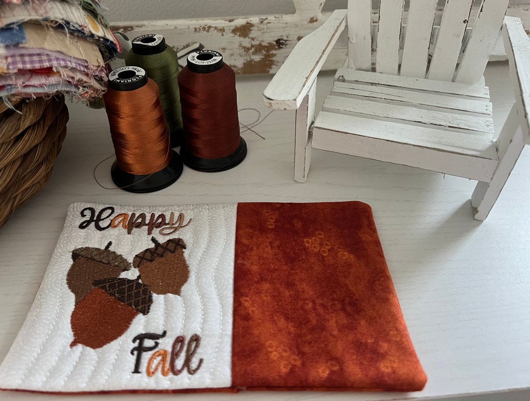 Happy Fall Mug Rug, ITH Mug Rug, Machine Embroidery Pattern - Etsy
