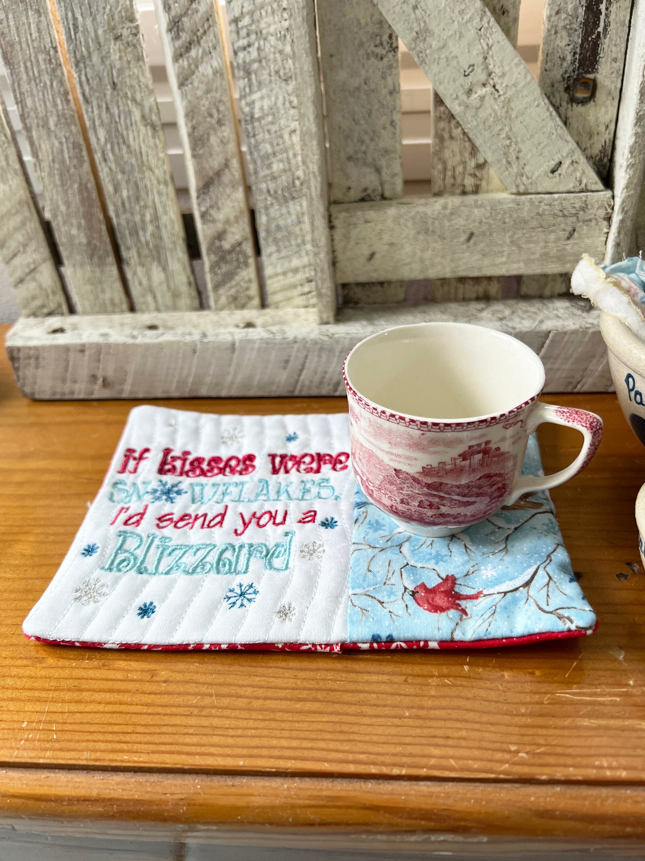 Winter Mug Rugs ITH Machine Embroidery and Applique Pattern Instant ...
