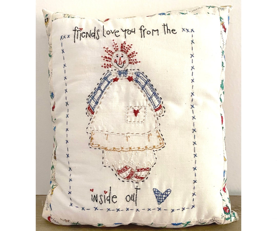 Friends Love You Primitive Hand Embroidery Pattern, Basket Case X Needlework Therapy, Friendship ...