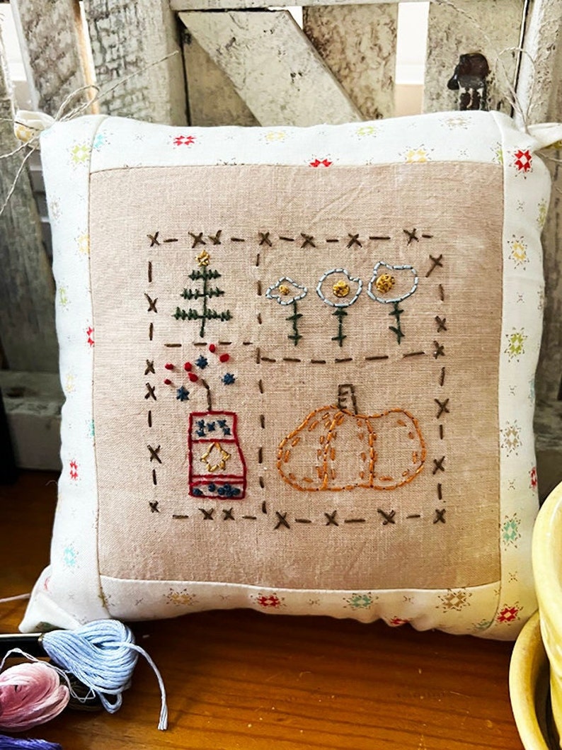 Primitive Hand Embroidery Seasons Sampler Pattern - Etsy