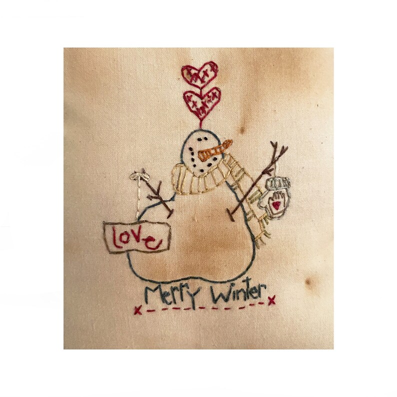 Merry Winter Primitive Hand Embroidery Pattern Basket Case X Needlework ...