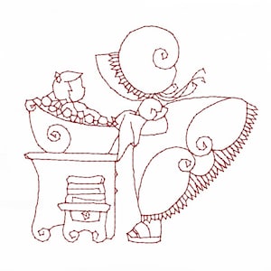 Redwork Baby Quilt Machine Embroidery Designs: Sunbonnet Babies ...