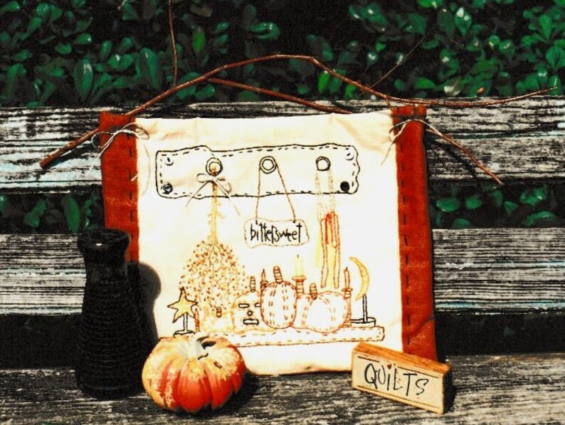 Primitive Bittersweet Hand Embroidery Stitchery by Basket Case X ...