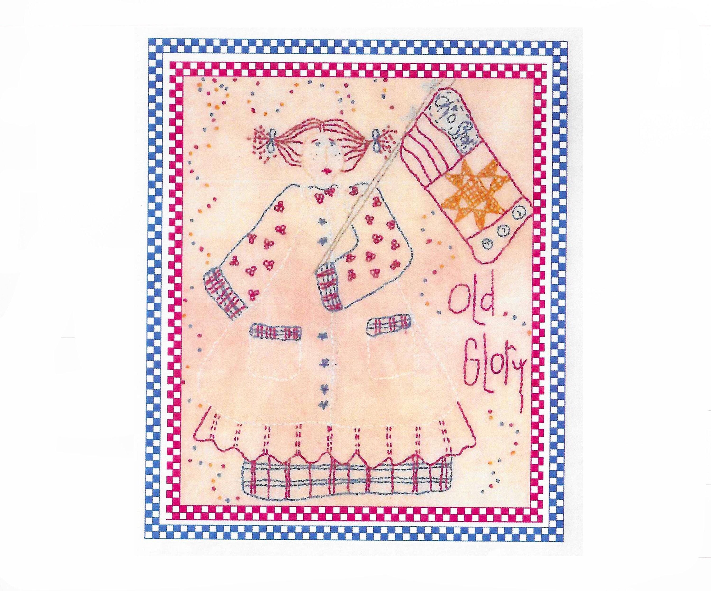 Patriotic Girl Primitive Hand Embroidery by Basket Case X Needlework ...