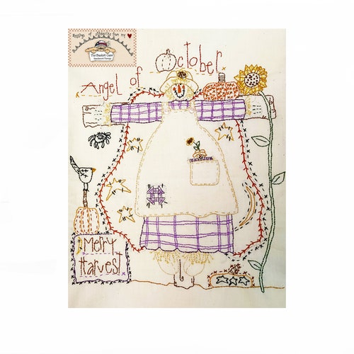 Earth Angels Primitive Hand Embroidery Pattern Basket Case X - Etsy