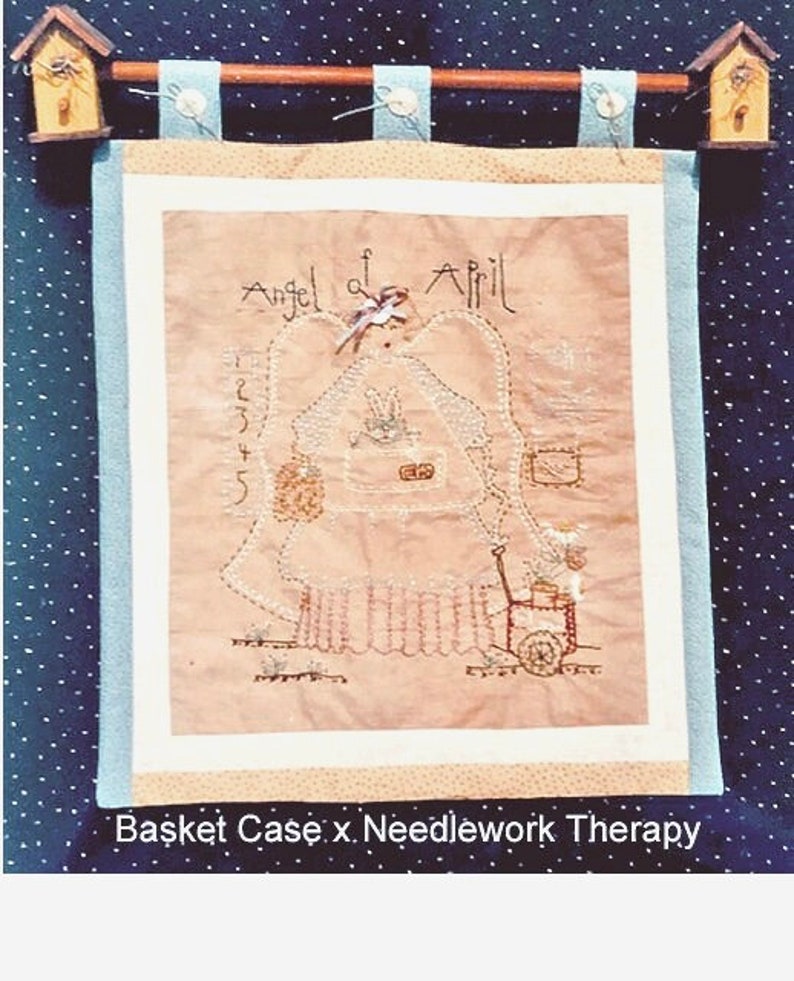 Angel of April Hand Embroidery Pattern: Primitive Spring Design (PDF Pattern) - Etsy