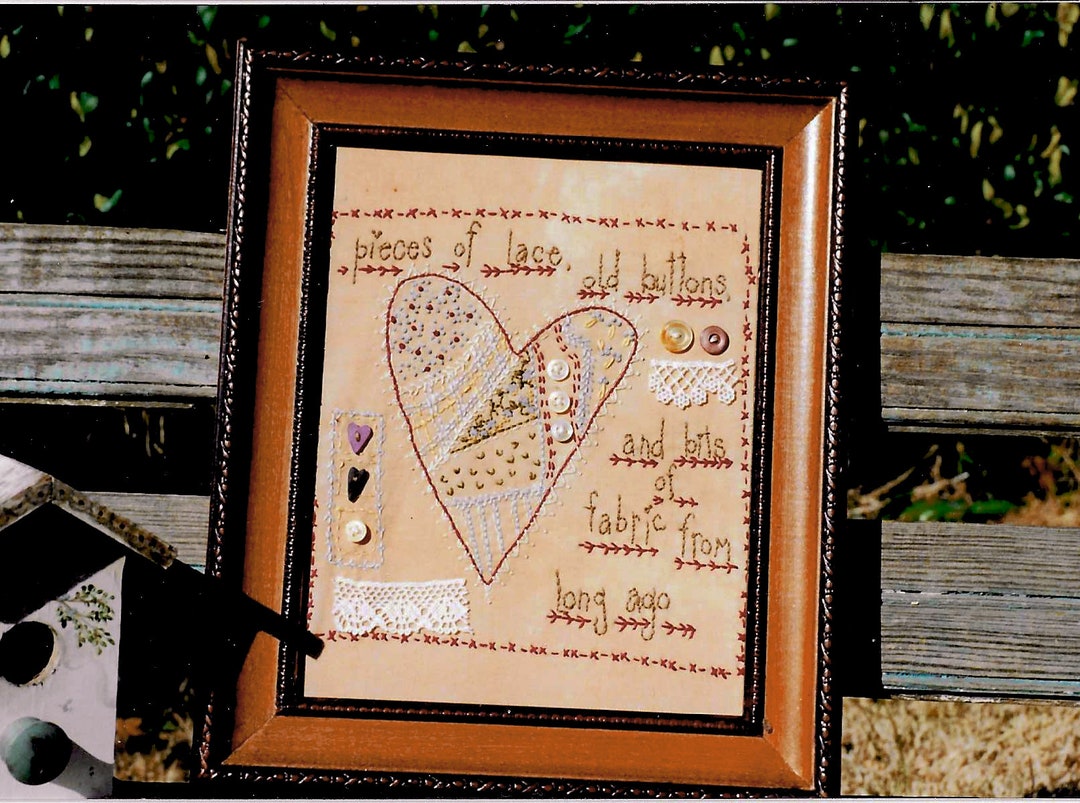 Crazy Quilt Heart Pattern, Primitive Hand Embroidery, Heart Embroidery ...