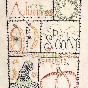 Primitive Autumn Sampler Hand Embroidery Pattern Primitive - Etsy