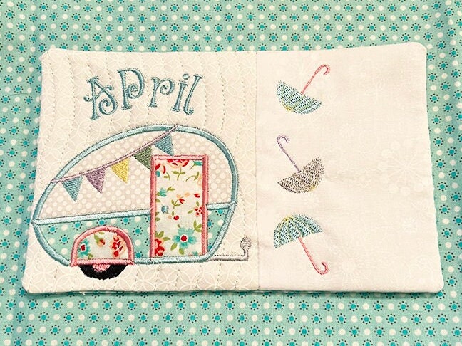 April Camper Mug Rug Machine Embroidery and Applique Pattern - Etsy
