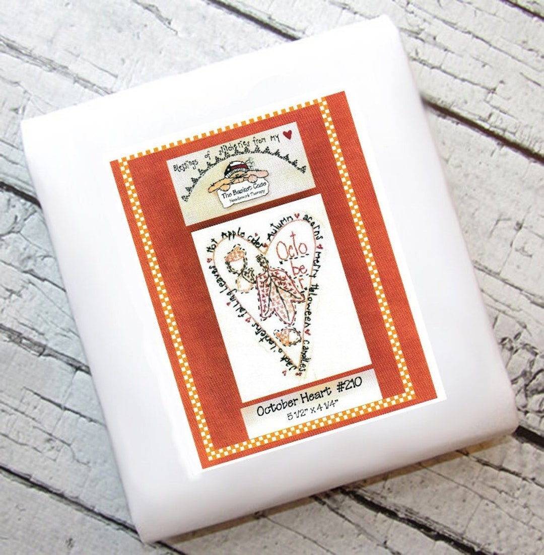 October Heart Primitive Stitchery Pattern: Autumn Acorns (PDF Download ...