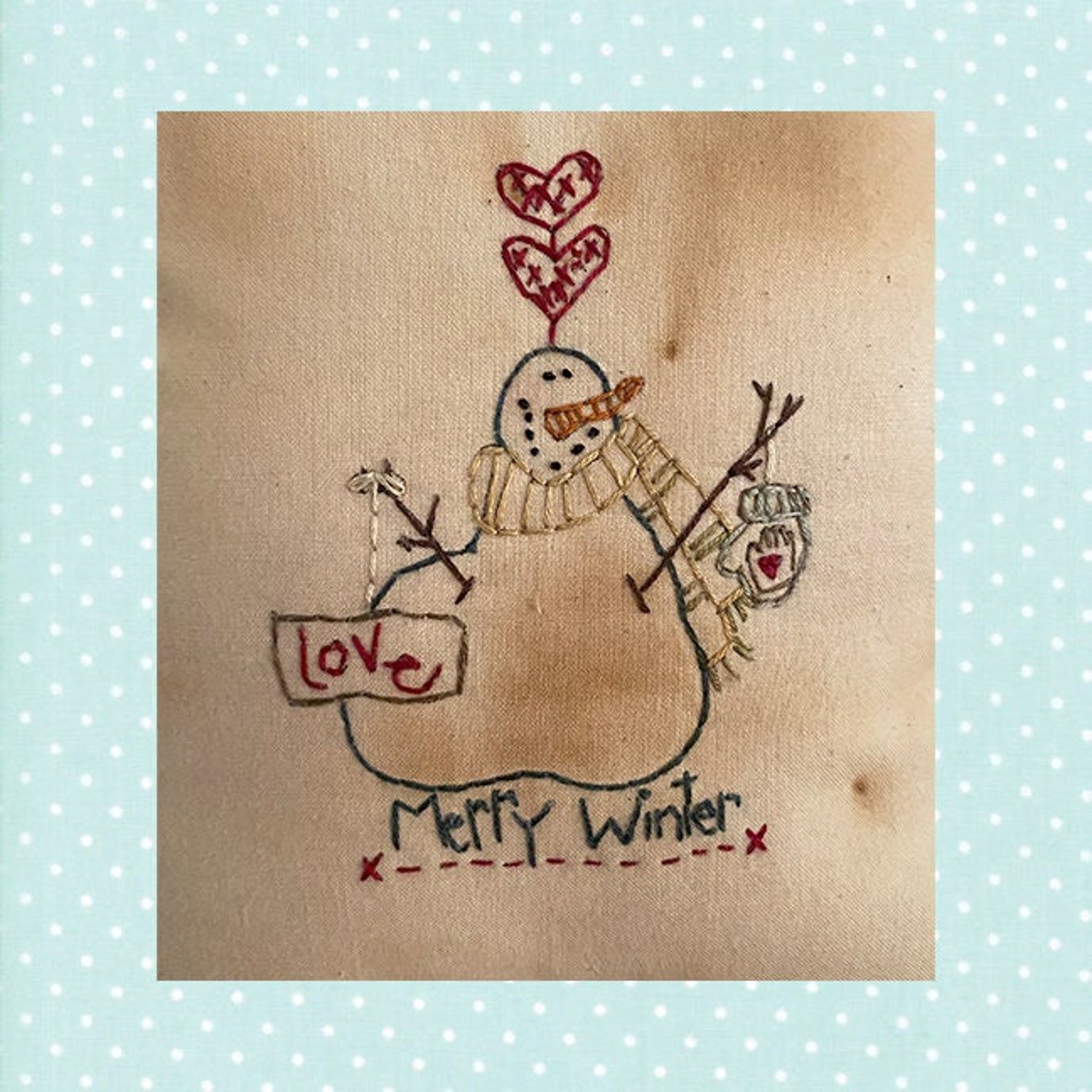Merry Winter Primitive Hand Embroidery Pattern - Basket Case X ...