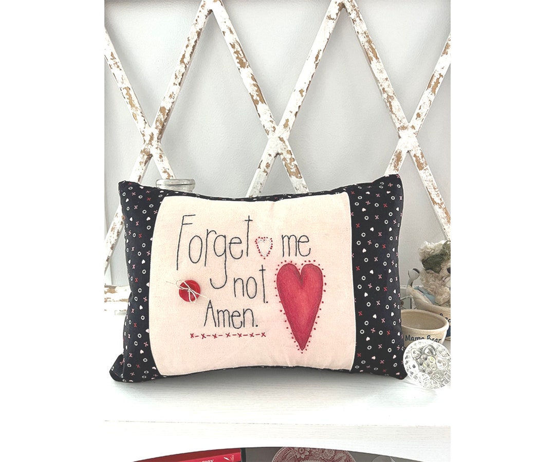 Forget Me Not Hand Embroidery Pattern: Primitive Valentine Theme ...