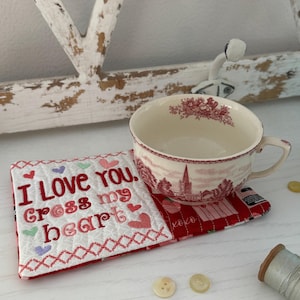 Valentine Mug Rug Bundle, ITH Machine Embroidery and Applique Patterns ...