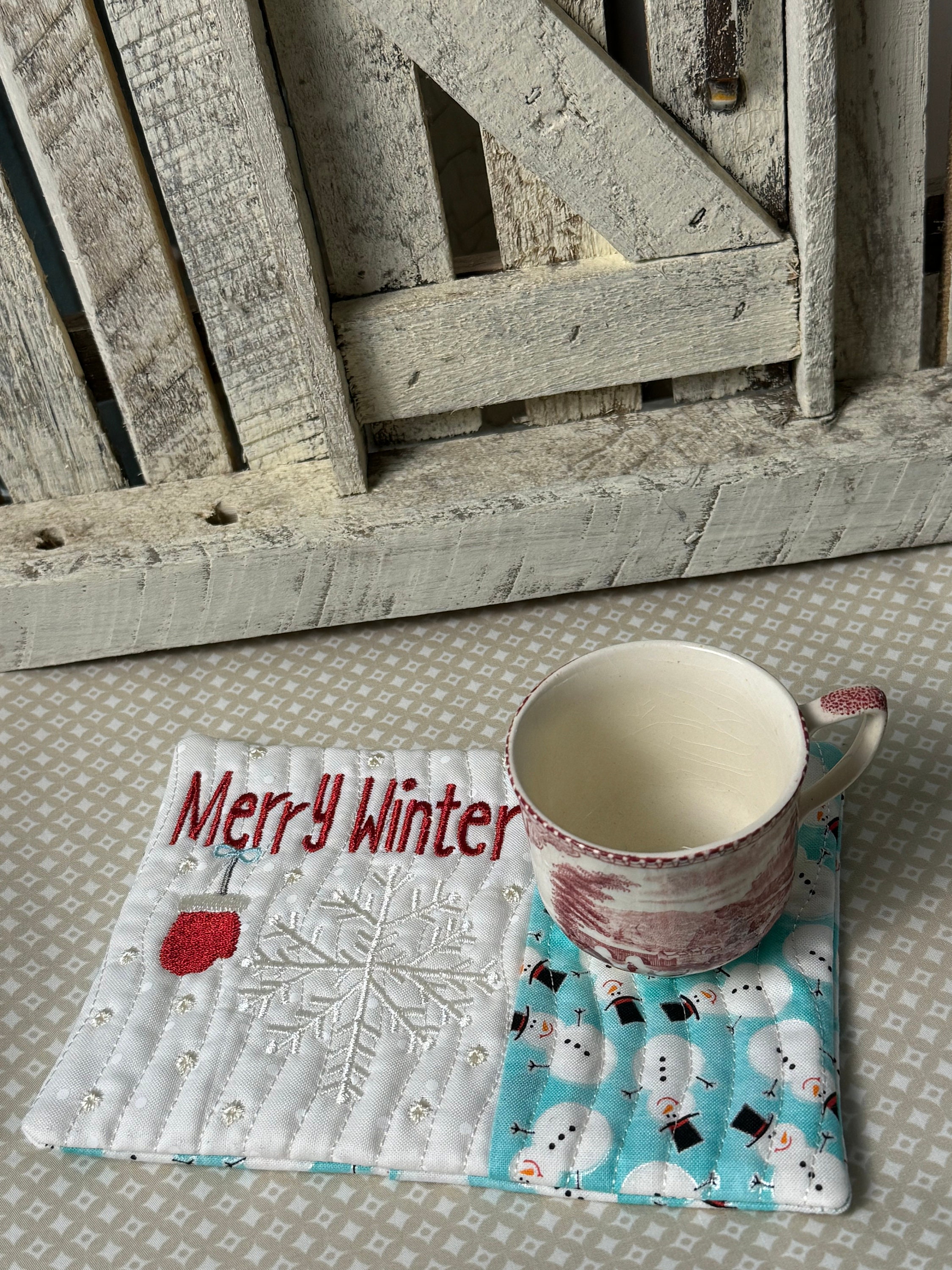 Winter Snowflake Mug Rug ITH Machine Embroidery Design (5x7, 6x10) - Etsy