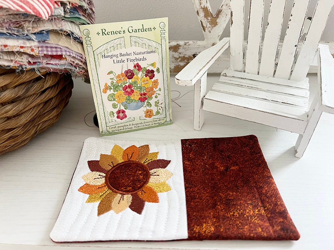 Autumn Sunflower Mug Rug, Autumn Mug Rug, Autumn Gift, Coffee, ITH Mug ...