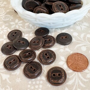 Vintage Brown Buttons With Carved Stitching, Two Hole Sew Through, Sets ...