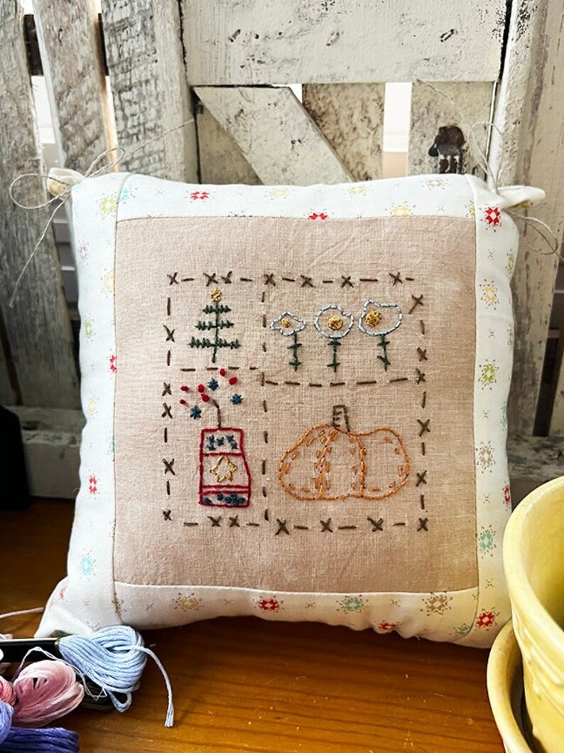 Primitive Hand Embroidery Seasons Sampler Pattern - Etsy