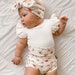 Cream Floral Bummies And/or Tiny Knot or Top Knot Headband Set, Baby Girl Clothes, Toddler ...