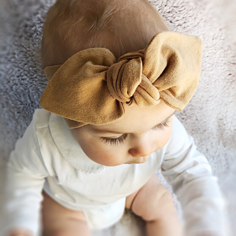 Camel Top-knot Headband / Baby Girl Headwrap / Pastel Newborn Headband ...