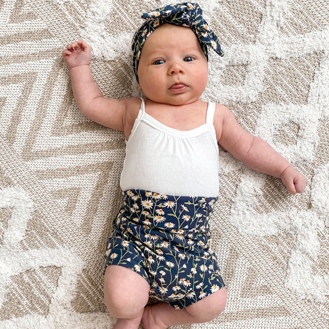 Chamomiles Field Bummies And/or Top Knot Headband Set, Baby Girl Floral Outfit, Cute Toddler ...