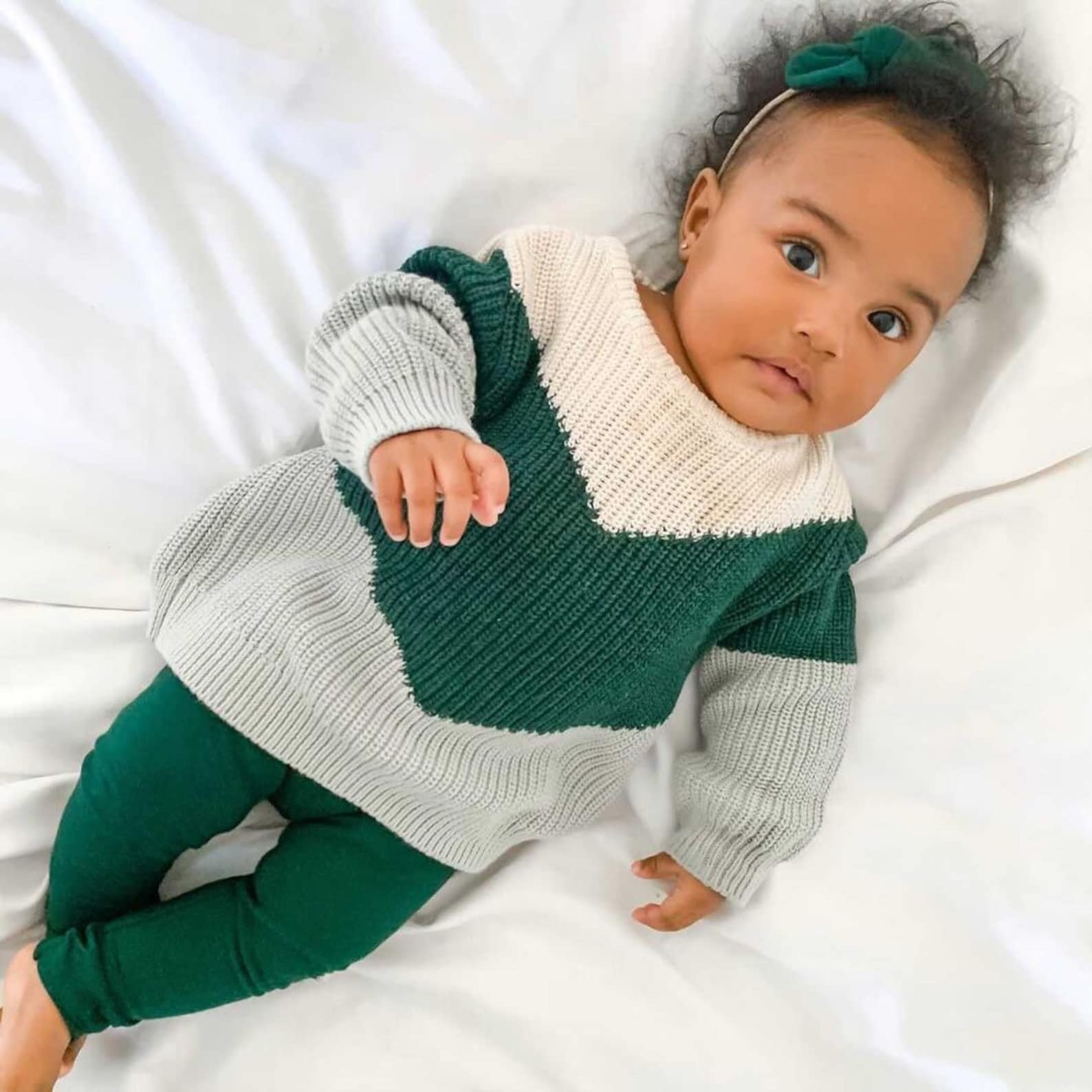 YOU CHOOSE COLOR Forest Green Baby Girl Leggings and Top Knot | Etsy