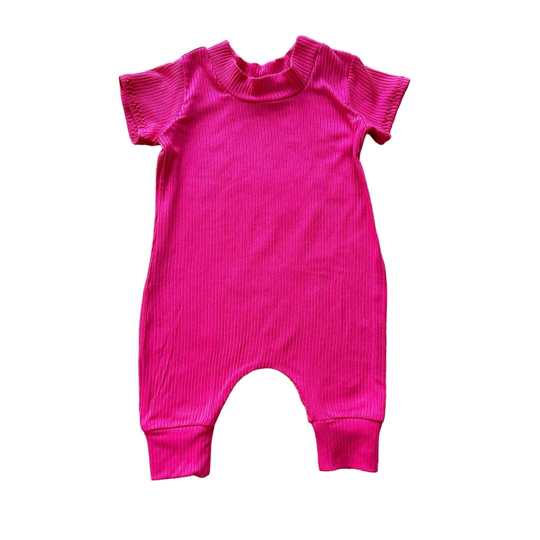 Fuchsia Rib Harem Short Sleeve Baby Clothing Baby Romper Baby Girl ...
