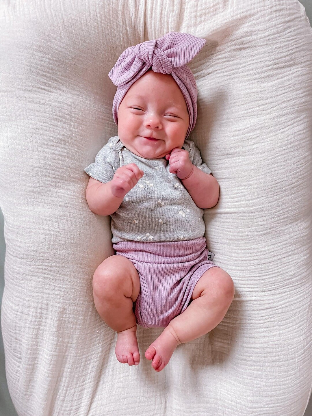 Lavender Rib Bummies And/or Top Knot Headband Set, Baby Girl Cute Outfit, Unisex Diaper Cover ...