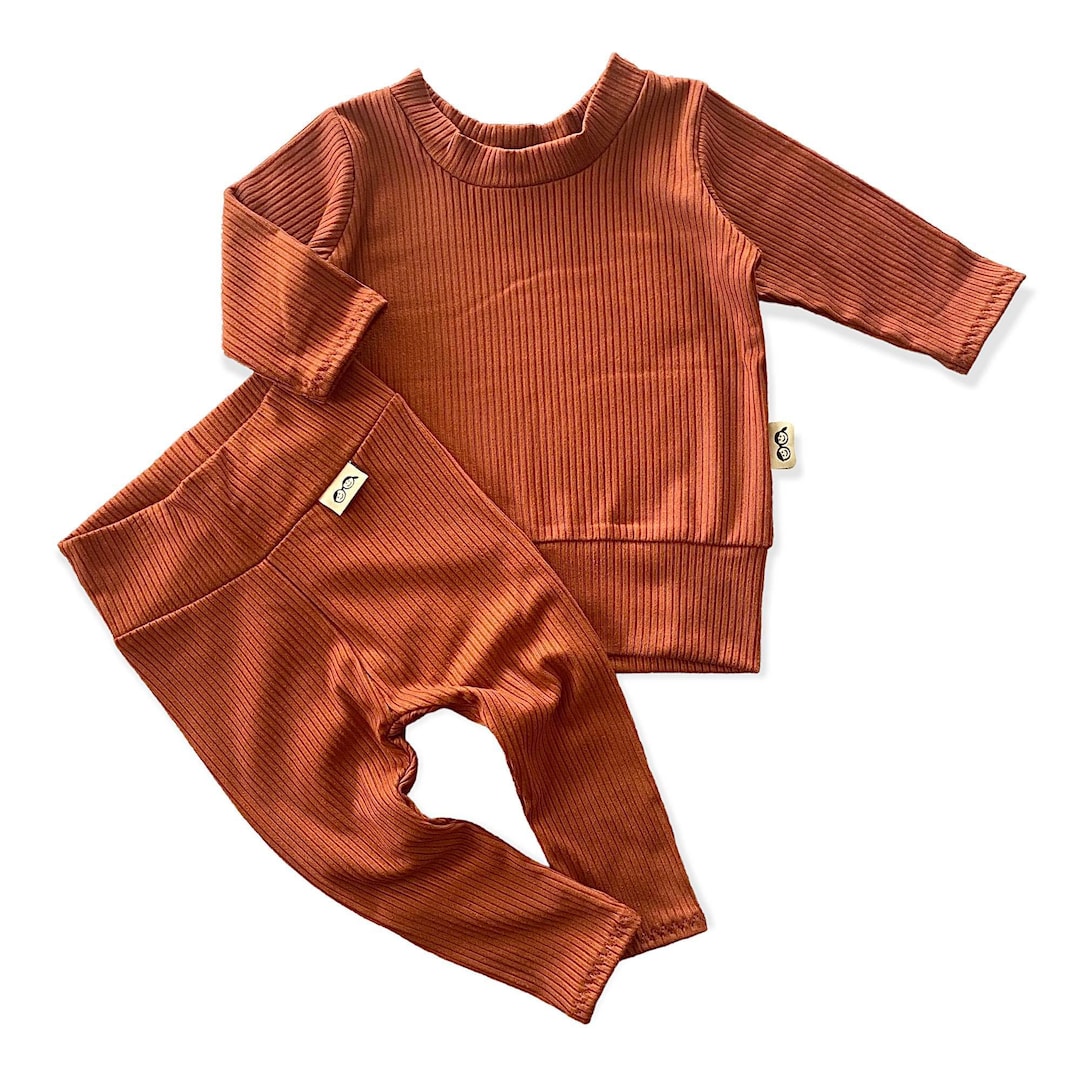 Rust Rib Dudis Lounge Set, Baby Sweatshirt, Handmade Kids Sweater and ...