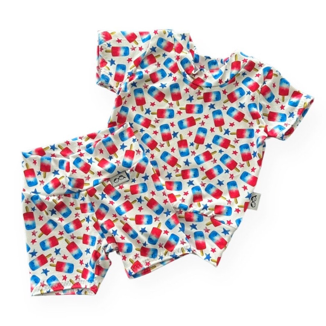 Patriotic Popsicles Biker Shorts Lounge Set, Handmade Kids Tee and ...