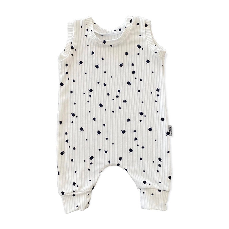My Lucky Stars on White Rib Harem Baby Clothing, Baby Romper, Baby Girl ...