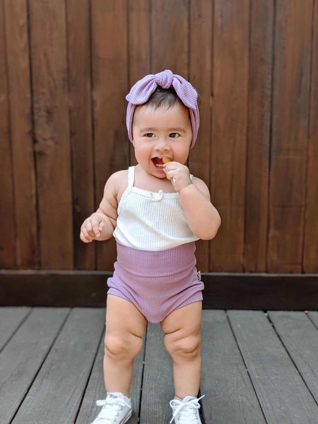 Lavender Rib Bummies And/or Top Knot Headband Set Baby Girl - Etsy