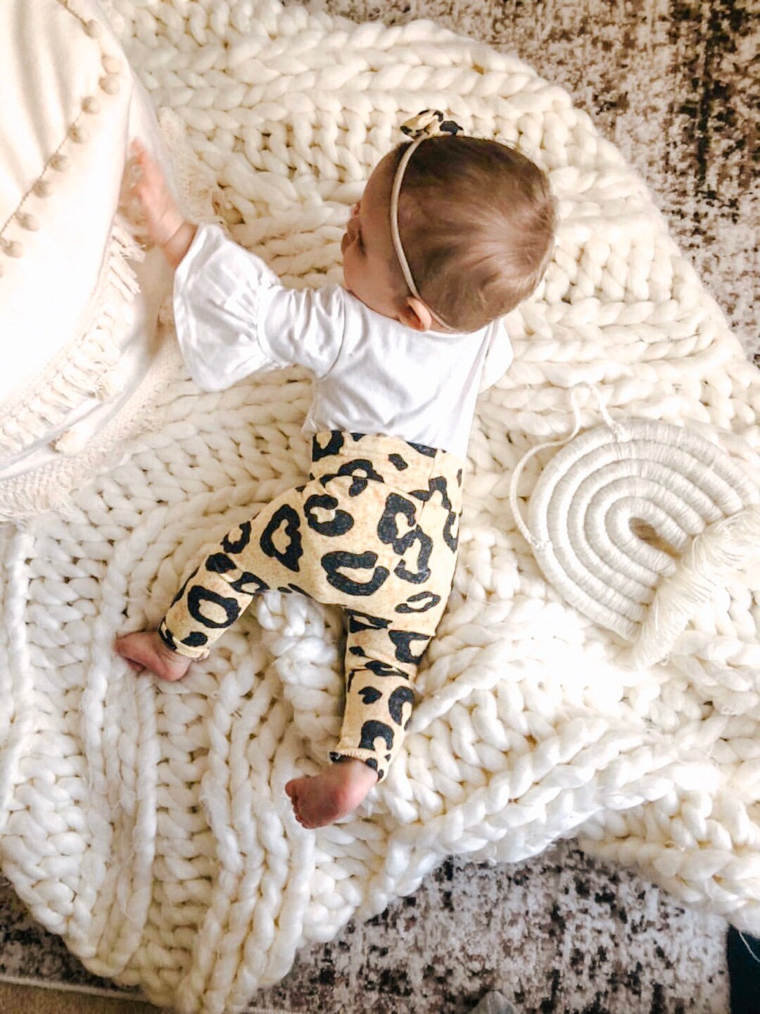 Black Animal Spots on Lemon Pebble Leggings And/or Headband - Etsy