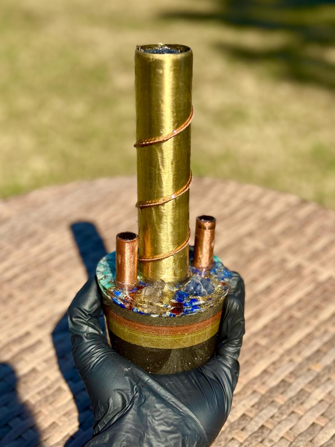 Orgone Chembusters - 9 Inch Tall Brass Chembuster With Rose Quartz ...